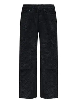 Casablanca Geometric Pattern Belt Loop Jeans - Black