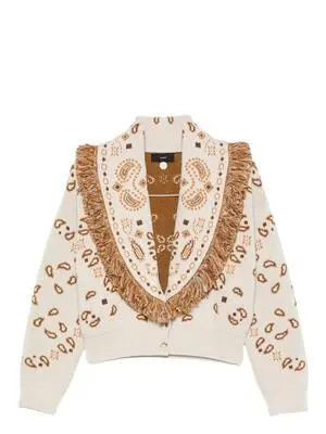 Alanui Paisley Pattern Fringed Jacket - Beige