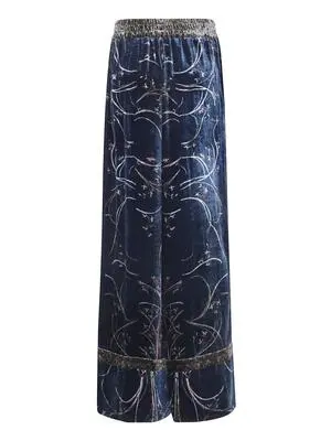 PIERRE-LOUIS MASCIA Pierre-Louis Mascia Floral-Print Velvet Trousers Light Blue