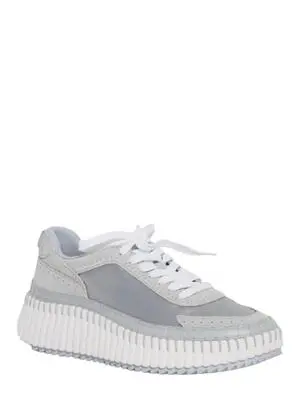 Chloé Lace-up Sneakers With Perforated Details - Gray