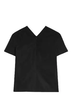 JIL SANDER Short Sleeve V-neck Technical Radzmir Top - Black