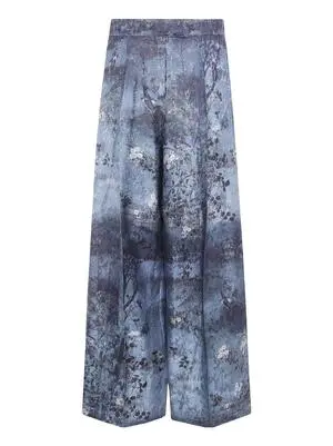 PIERRE-LOUIS MASCIA Printed Wide Leg Trousers - Blue