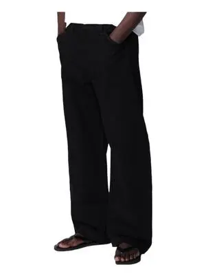 LEMAIRE Wide-leg Cotton Trousers - Black