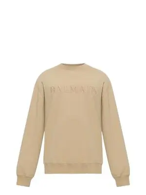 Balmain Long Sleeve Crewneck Sweatshirt - Beige