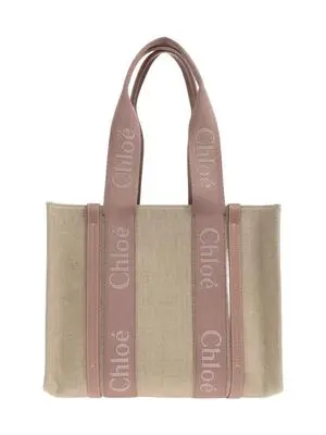 Chloé Woody Medium Logo Tote Bag - Nude