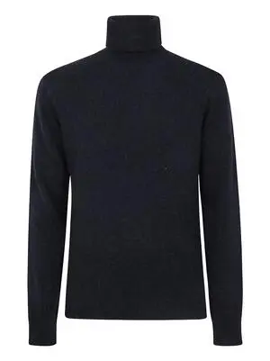 NUUR Long Sleeve Turtleneck Sweater With Ribbed Trim - Black