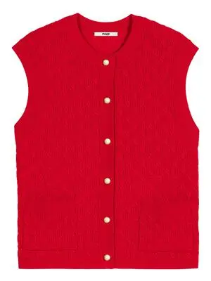Maje Wool-cashmere Button-detailed Knit Vest - Red