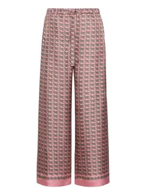 Max Mara Silk Bicycle Print Wide-leg Trousers - Pink
