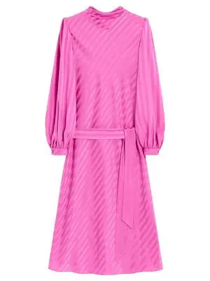 Valentino Garavani Silk Jacquard Stripe Midi Dress - Pink