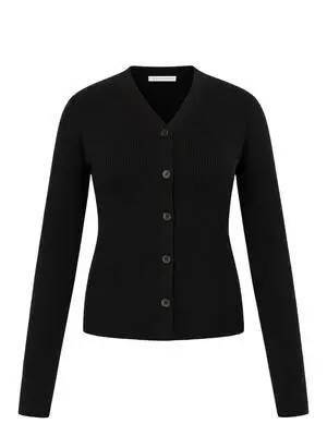 EMILIA WICKSTEAD Black Cashfeel Merino Wool Cardigan - Rose