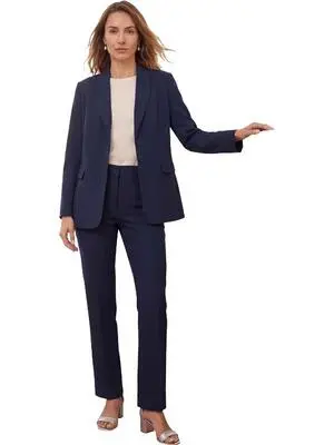 JESSICA LONDON Two-piece Stretch Crepe Single-breasted Pantsuit - Navy