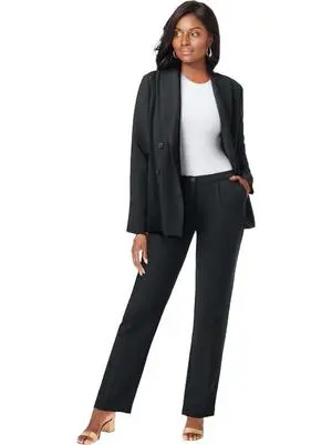 JESSICA LONDON Double-breasted Stretch Crepe Pantsuit - Black