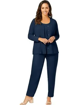 JESSICA LONDON Stretch Knit Four-piece Wardrobe Set - Navy