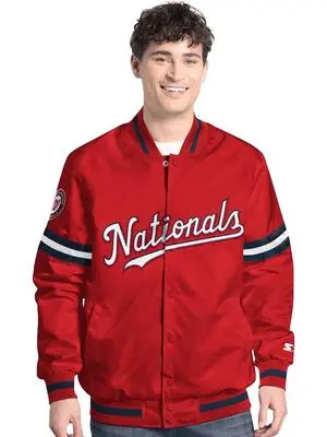 STARTER Washington Nationals Scout Full-snap Varsity Jacket - Red