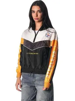 THE WILD COLLECTIVE Pittsburgh Steelers 1/4 Zip Track Jacket - Black