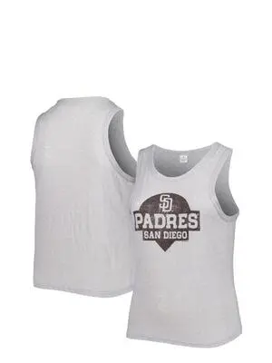 SOFT AS A GRAPE San Diego Padres High Neck Tri-blend Tank Top - Gray
