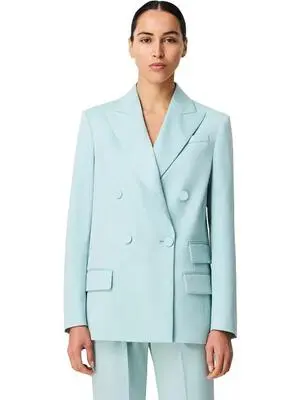 Another Tomorrow Relaxed Double Breasted Jacket - Mist