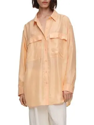 Bimba Y Lola Oversized Silk Long Shirt - Orange