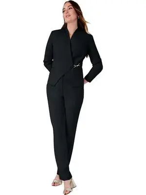 JESSICA LONDON Wrap Jacket Pantsuit - Black
