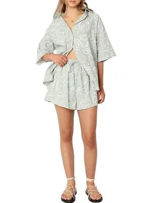 PETAL & PUP Fiorelli Button-up Shirt & Shorts Set - Sage