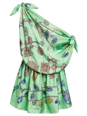 Versace Twill Mini Dress With Printed Design - Multicolor