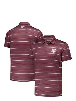 Columbia Texas A&m Aggies Pfg Super Terminal Tackle™ Omni-shade™ Stripe Polo - Maroon