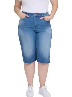 NYDJ Kristie Bermuda Shorts With Raw Edge Hem - Pacifica