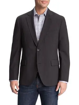 KROON Wool Blend Sportcoat With Sporty Stripes - Black