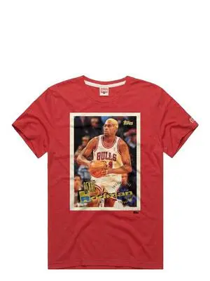 HOMAGE Dennis Rodman Chicago Bulls Topps Trading Card Player Tri-blend T-shirt - Red