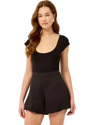 MARIE OLIVER Roxy High-rise Bubble Hem Shorts - Black