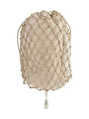 Savette Macrame Leather Pouch - Bone