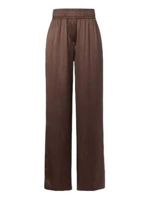 Brunello Cucinelli Brunello Cucinelli Silk-Blend Satin Wide-Leg Pants Brown