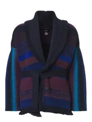 Giorgio Armani Knit Cardigan With Shawl Collar And Belt - Black