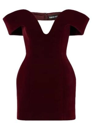 DAVID KOMA David Koma Off-Shoulder Velvet Mini Dress With Plunge V-Neckline