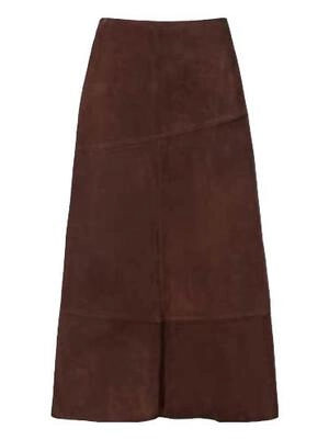 YVES SALOMON Suede Midi Skirt - Red