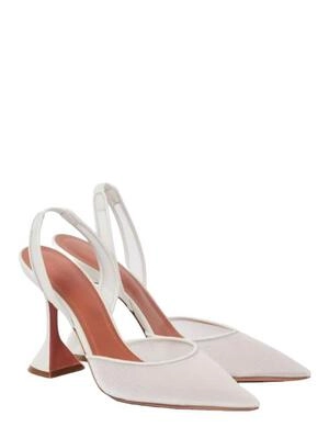 Amina Muaddi Mesh Slingback Pumps - White
