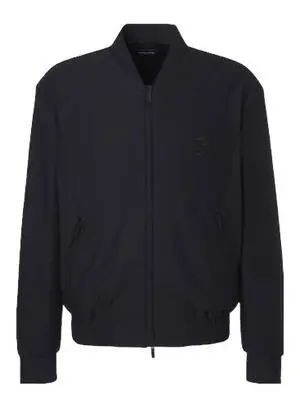Giorgio Armani Bomber Jacket With Stand-up Collar - Black