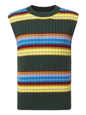 Dries Van Noten Striped Cotton And Wool Sweater Vest - Multicolor