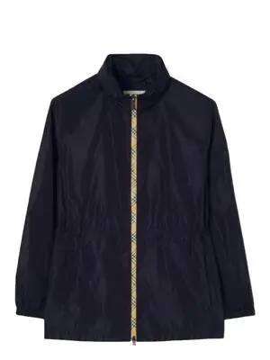 Burberry Short Nylon Parka With Knight Stamp - Navy