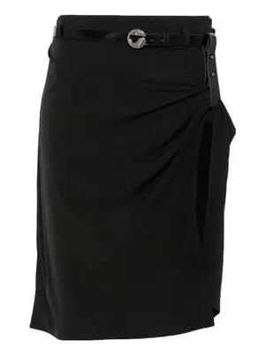 Coperni Belted Ruched Midi Skirt - Black