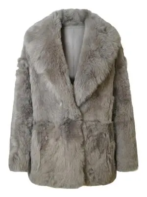 BLANCHA Long-sleeved Fur Jacket With Gathered Cuffs - Gray