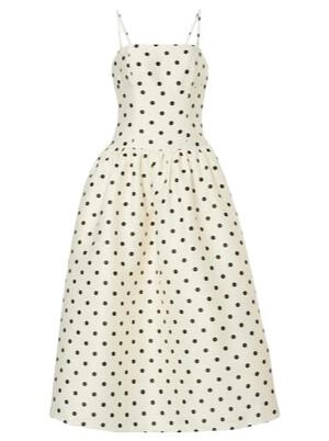SELF-PORTRAIT Polka-dot Taffeta Corset Dress - White