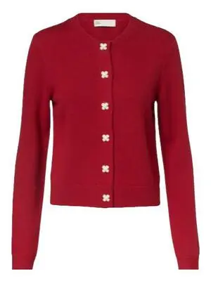 Tory Burch Cashmere Cardigan With Decorative Buttons - Red