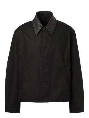 Studio Nicholson X Aaron Levine Dover Cotton Jacket With Leather Collar - Black