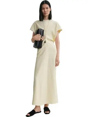 TOTEME TOTEME Slouch Waist Basketweave Maxi Dress Straw