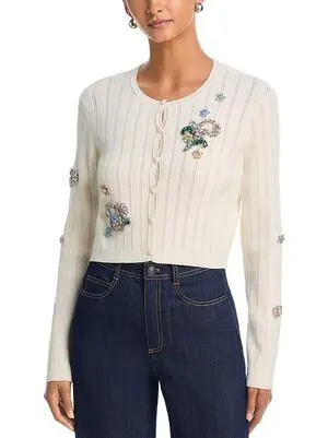 Cinq À Sept Allison Cardigan With Embellishments - Ivory/multi