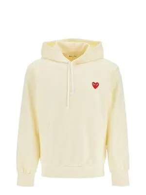 Play Comme Des Garcon Emblem Knit Hooded Top - Ivory