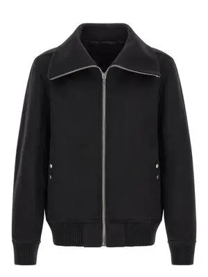 Rick Owens RICK OWENS High-Collar Zip-Up Wool Jacket With Ribbed Cuffs Nero