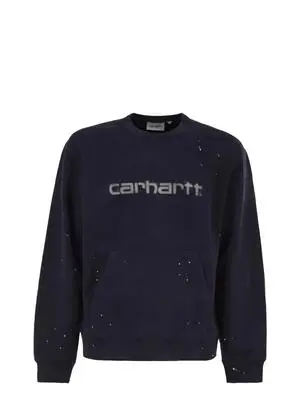 Carhartt Work In Progress Logo Cotton Sweatshirt With Pocket - Blue