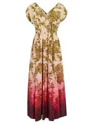 La DoubleJ Waldorf Printed Silk Midi Dress - Red